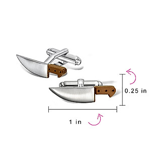 Personalize Culinary Gourmet Cook Foodie Restaurant Owner Shirt Chef Knife Cufflinks For Men For Graduation Bullet Hinge Back Silver Tone Stainless Steel