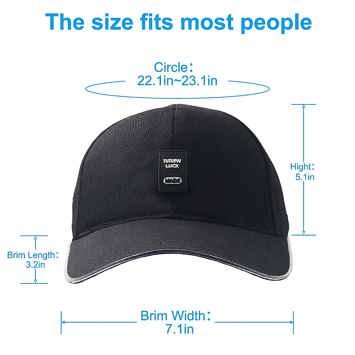 SAFEBAO Led Hat Light Up Baseball Cap with 11 Flashing Modes Glow Rave Party Hat for Festival Hip-hop Club (Black)