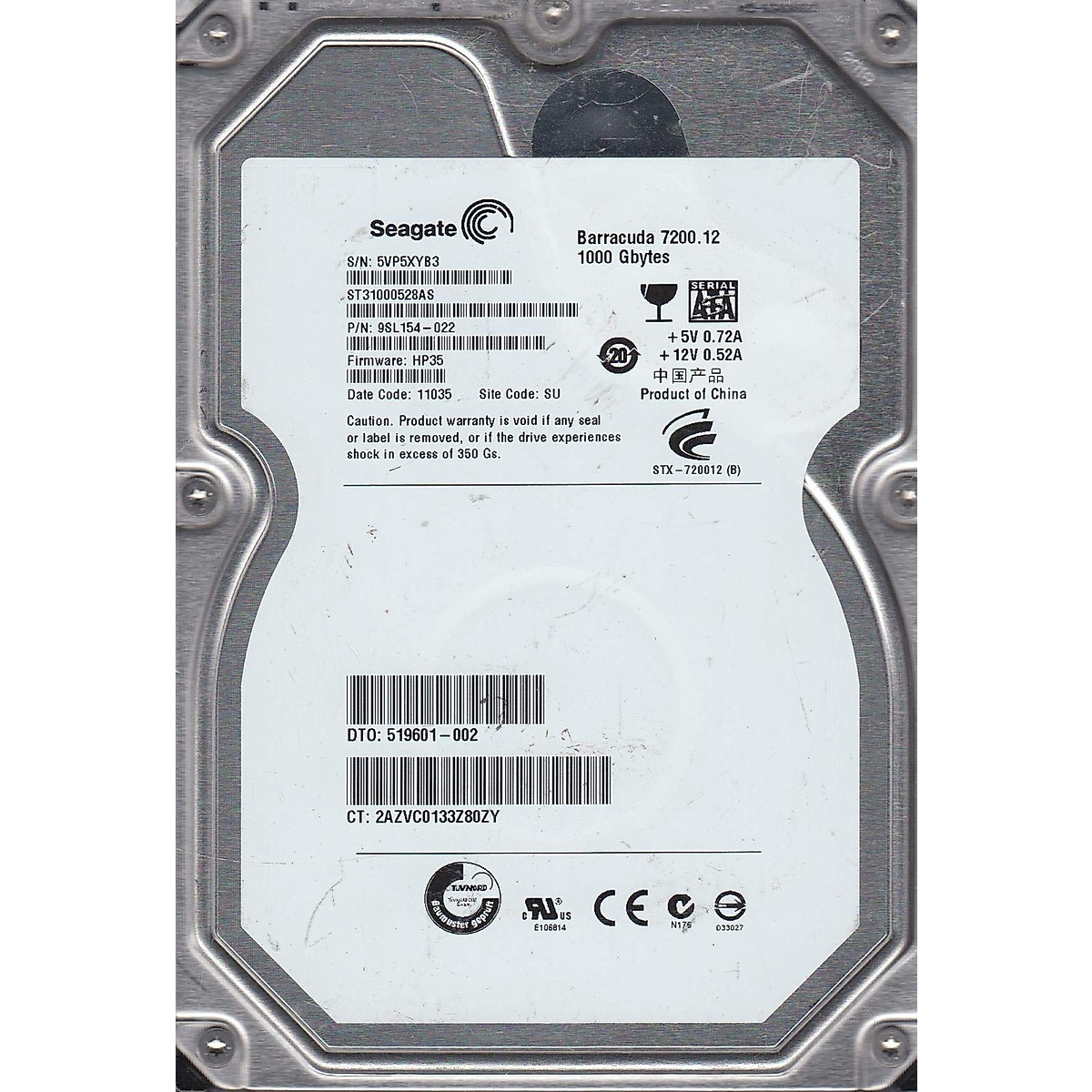 SEAGATE 1TB 7.2K 3.5 SATA 3G 32MB HARD DRIVE - ST31000528AS (Renewed)