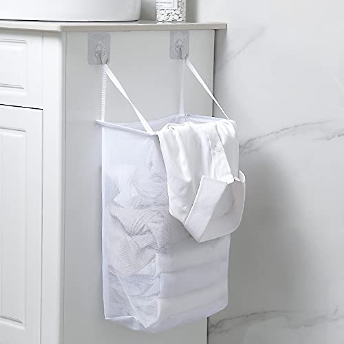 Valink Hanging Laundry Hamper, Over The Door Hamper Wall Mounted Bathroom Cloth Mesh Bag Storage, Bathroom Cloth Mesh Bag for Room