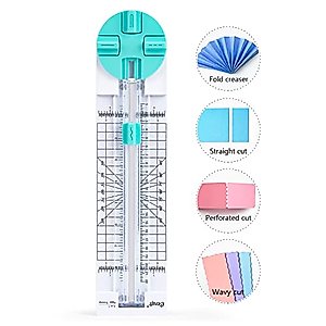 Paper Trimmer Craft Paper Cutter: 4 Style Multi-Function Scrapbooking Tool with Dial Blades of Straight,Wave,Dotted,Perforated,Creasing for Cutting Paper,Coupons,Photos,Postcards,Scrapbook,Card