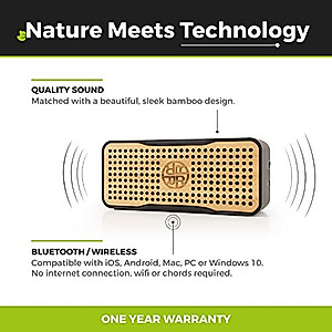 Reveal Solar Speaker, Portable Wireless Bluetooth Bamboo Speaker & Phone Charger Eco-Friendly Bamboo Wood Design