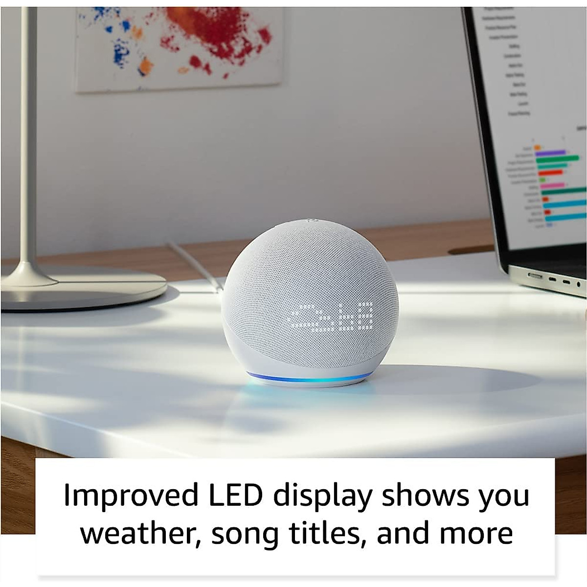 Echo Dot (5th Gen) with Clock | Cloud Blue with Philips Hue White Smart Bulb