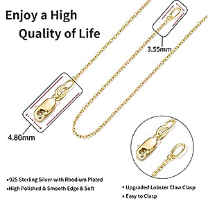 Jewlpire 18K Over Gold Chain Necklace for Women Girls, 1.2mm Cable Chain Gold Chain Thin & Dainty & Sturdy Women's Chain Necklaces 24inch