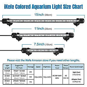 iKefe 11" Color Changing LED Fish Tank Aquarium Submersible Light with Remote/Colored Aquarium LED Tank Lights Fixture for Underwater Decorations, Plant Grow, Saltwater Freshwater Fish, KR5011
