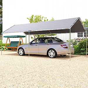 Outsunny 10'x20' Carport Heavy Duty Galvanized Car Canopy with Included Anchor Kit, 3 Reinforced Steel Cables, Grey