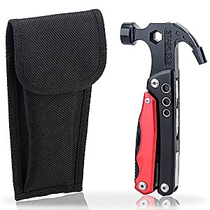 Goldenguy Multitool Claw Hammer,Multi Purpose Pliers Tool Cool Gadgets for Men Him,13 in 1 Survival Multitool,Camping Accessories, Car Valentine Gift for Friend