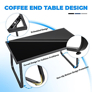 DUMOS 4 Pieces Patio Furniture Set Outdoor Patio Conversation Sets Poolside Lawn Chairs with Glass Coffee Table Porch Furniture for Courtyard, Garden and Balcony (Grey)