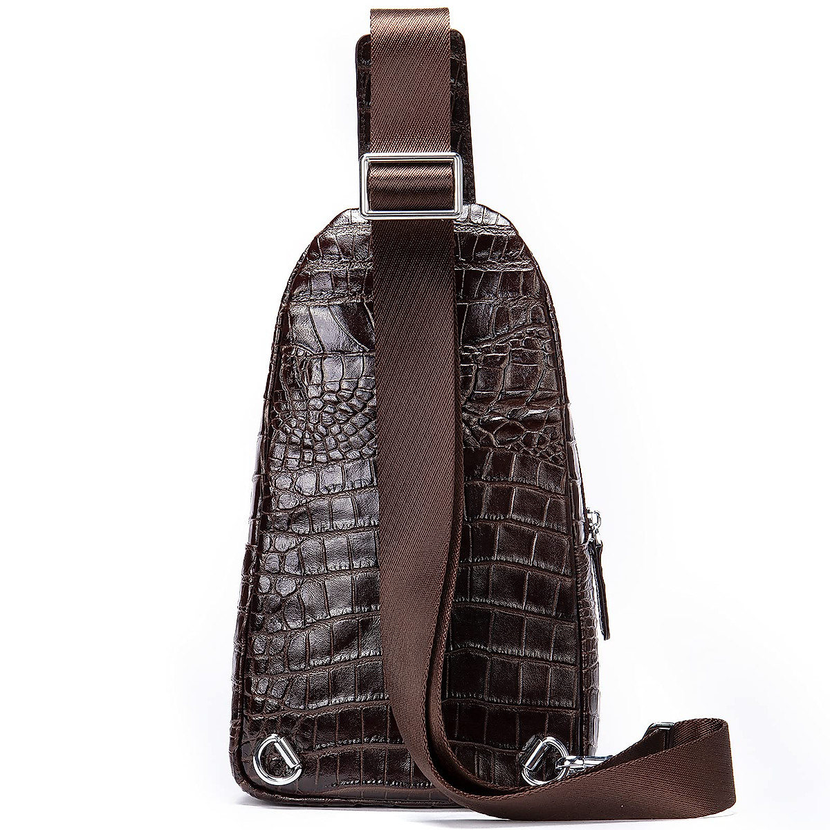 NIUCUNZH Crocodile Leather Sling Bag, Cool Man Bags One Shoulder Backpack for Men and Women Coffee