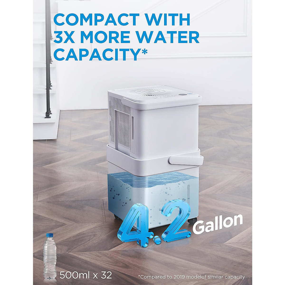 Midea Cube 50 Pint Dehumidifier for Basement and Rooms at Home for up to 4,500 Sq. Ft., Built-in Pump, Drain Hose Included, Smart Control, Works with Alexa (White), ENERGY STAR Most Efficient 2023