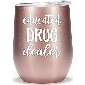 Pharmacist Gifts For Women - 12oz Pharmacy Tech Wine Glass Tumbler Cup- Funny Pharmacy Student Graduation Gift -Pharm School Acceptance Coffee Mug for her