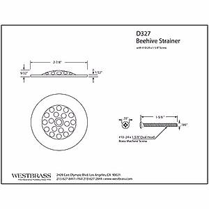 Westbrass Gerber Style Bee-HiveTub Strainer Grid with Screw, Matte Black, D327-62