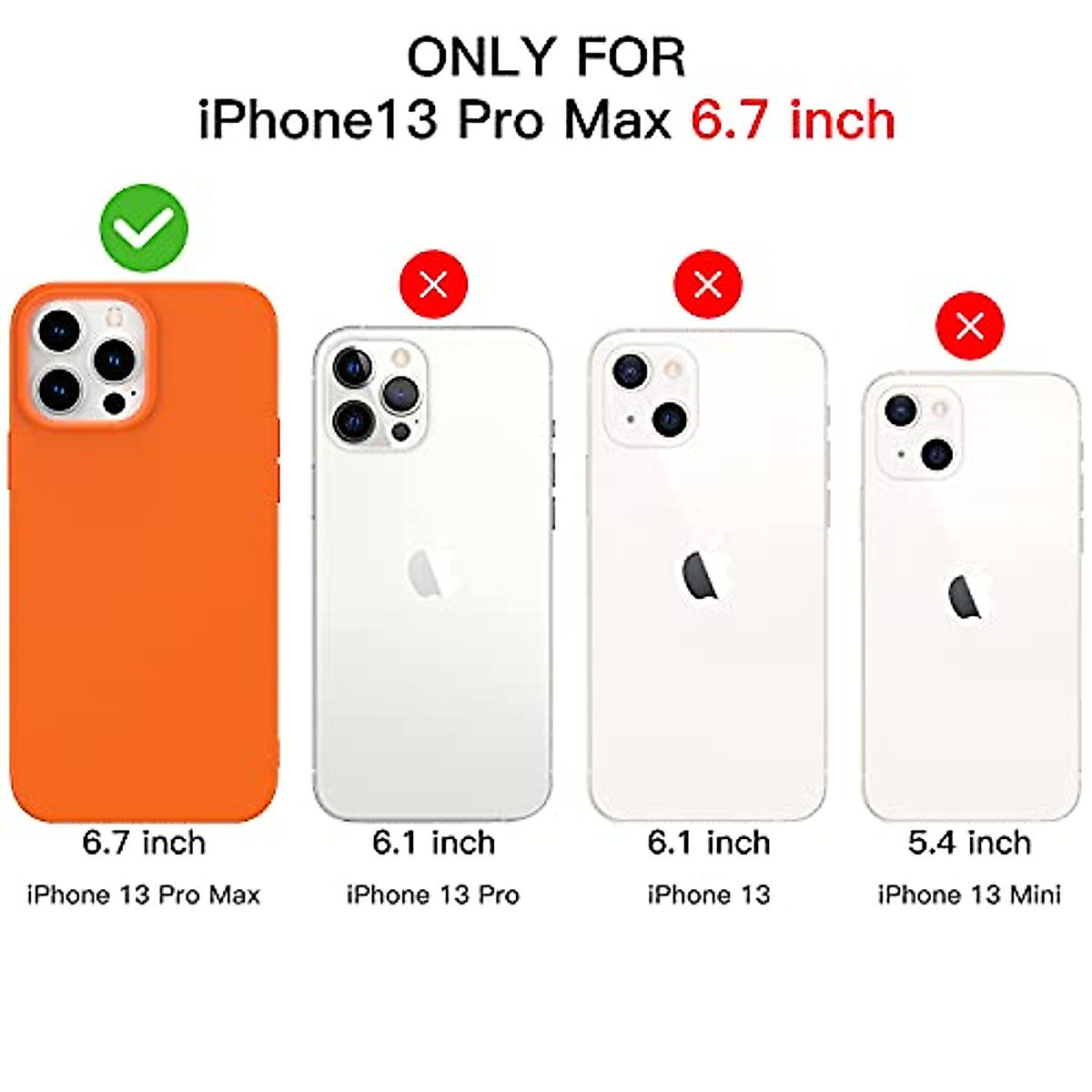 Amytor Designed for iPhone 13 Pro Max Case, Silicone Ultra Slim Shockproof Phone Case with Soft Anti-Scratch Microfiber Lining, [Enhanced Camera Protection] 6.7 inch (Orange)