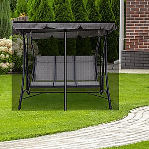 Aepiraza Mosquito Netting for 3 Person Swing, Black Patio Swing Mosquito Netting Outdoor Mesh Screen with Zipper Opening and Roof Waterproof Tent, Outdoor Patio Netting Screen for Porch 2/3 Seater
