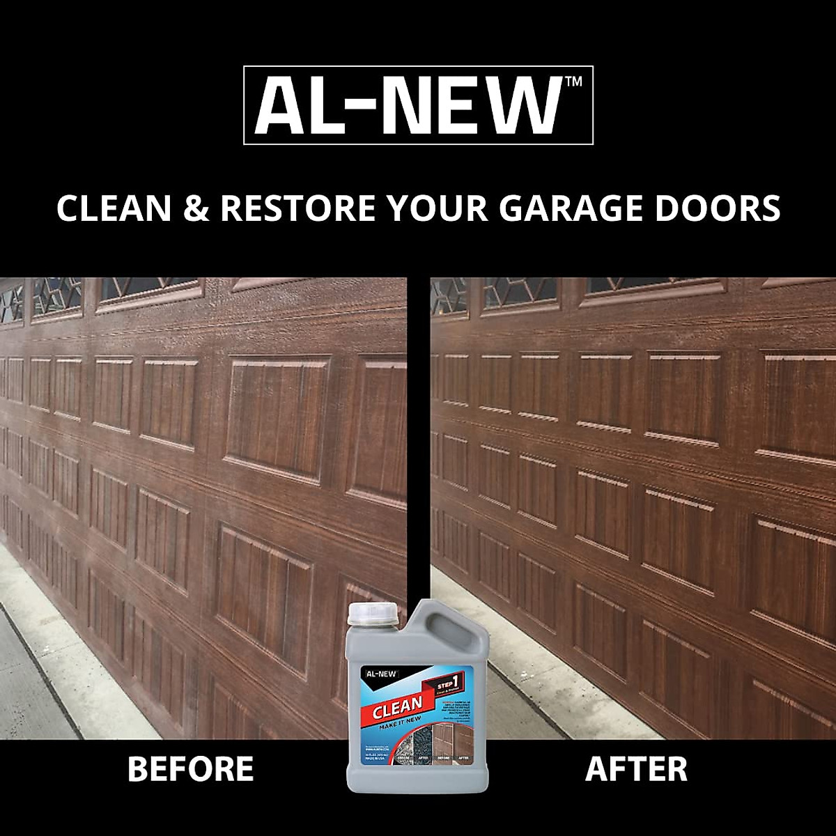 AL-NEW Step 1 Clean | Cleaning Solution for Outdoor Patio Furniture, Garage Doors, Window Frames, Exterior Lights & Fencing (16 Ounce)