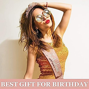 TOBATOBA 30th Birthday Decorations for Women, 30th Birthday Sash 30th Birthday Crown, Birthday Candles and Cake Toppers, 30th Birthday Gifts for Her, 30 Years Birthday Decorations, Rose Gold