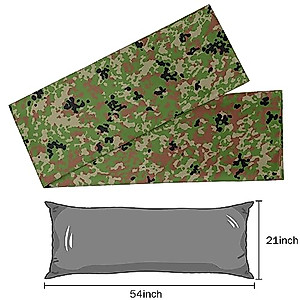 Camo Forest Body Pillow Covers Decorative Soft Bedding Satin Pillowcase with Zipper Closure Cooling Breathable Long Pillow Case-21"x 54"