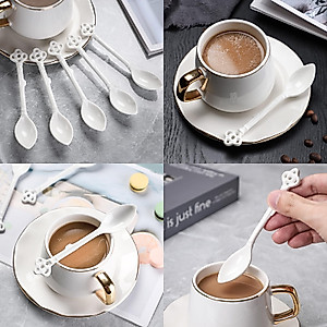Espresso Spoons Set of 12, Ceramic Coffee Spoons, Long Handle Demitasse Espresso Spoons, Porcelain Small Coffee Stirring Spoon (White)
