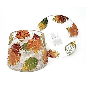 Yankee Candle Fall Leaves Crackle Glass Large Jar Candle Shade/Topper with Candle Tray