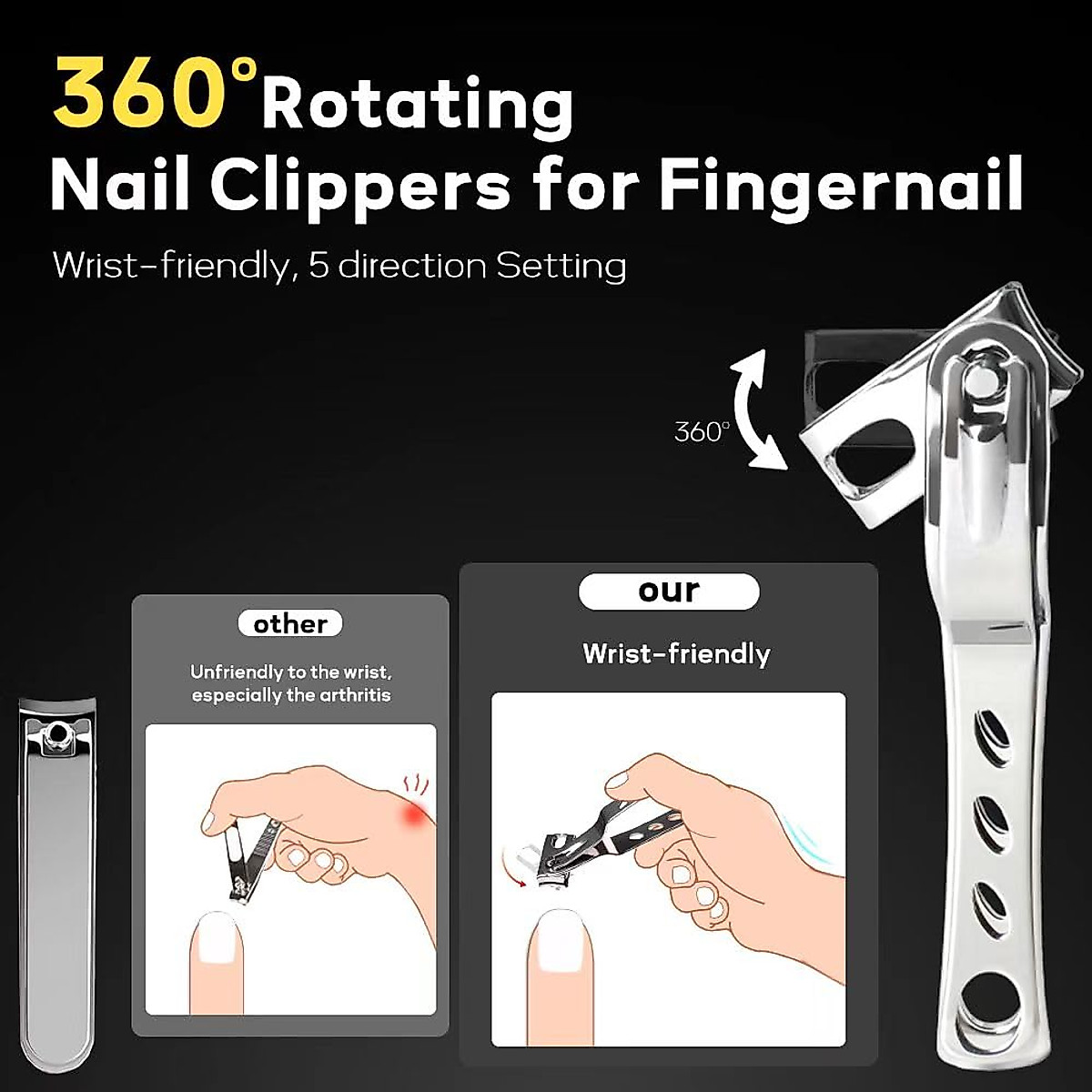 Toenail Clippers, Professional Nail Clippers for Thinck & Ingrown Nails, Upgraded Toe Nail Clippers for Men, Podiatrist Toenail Clippers Fingernail Clippers Wanmat