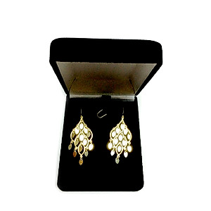 10k Yellow Gold Fancy Chandelier Drop Earrings With French Wire Clasp