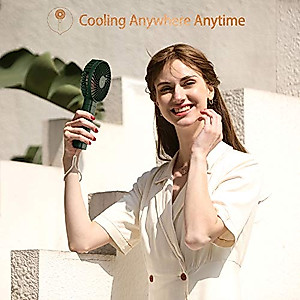 OUTXE Funme 5000mAh Handheld Fan Portable Cooling Fan USB Desk Fan Person Fan 4 Speed Settings for Outdoor Travel Green