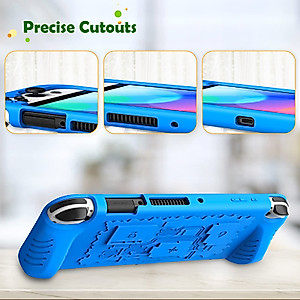 Fintie Case for Nintendo Switch OLED Model 2021 with 3 Game Card Slots, Anti-Slip Soft Silicone Shockproof Protective Cover, Ergonomic Grip Case for Switch OLED Model Console 7.0", Blue