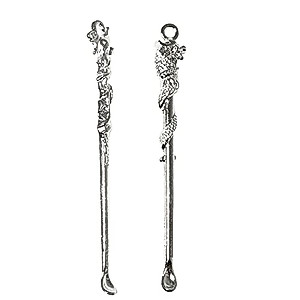 PZRT 2PCS Mini Retro Spoon Shovel Spoon Scoop Necklace Loop Pendant for Filling Vials Silver Color