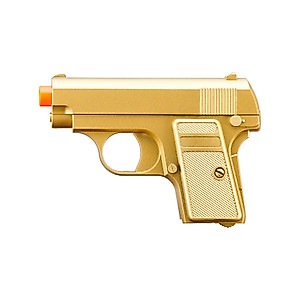 Lightweight Pocket Dual Airsoft Spring Pistols Gold & Black for Cosplay James Bond Costume, Spring Pistol Gun Toy for Youth, Great Started kit for Beginner