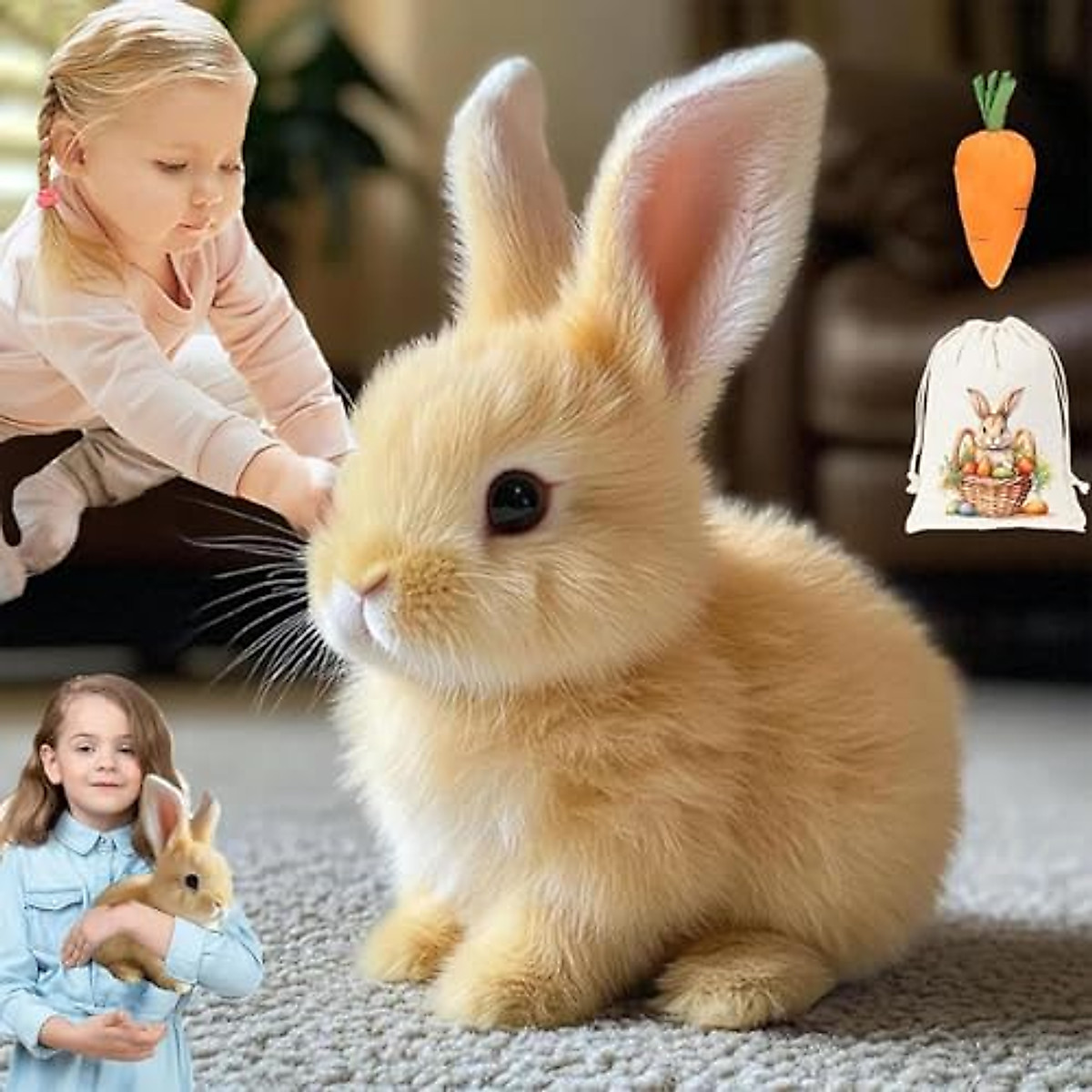 Bunny - My Realistic Bunny Toy, Bunny Realistic Bunny, Bunny Realistic Bunny Toy, Interactive Bunny Realistic Bunny-Jumping, Twitching, and Shaking Ears, Bunbi Realistic Bunny (Brown)