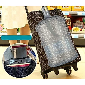 Upgrade Shopping Bag with Wheels Portable Trolley Bags Grocery Cart Utility Cart Rotating Wheels Cart Folding Shopping Cart- Larger Size & Waterproof & Strong