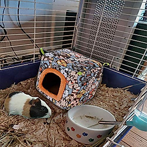 Tfwadmx Warm Guinea Pig Hamster Bed Hedgehog Hut Plush House Winter Nest Hanging Hammock Hideaway Cave Cage for Small Animal Rat Sugar Glider Chinchilla