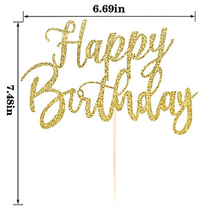 YUINYO Handmade Glitter happy birthday Cake Topper, Happy Birthday Cake Bunting Decor,Birthday Party Decoration Supplies (Purple)
