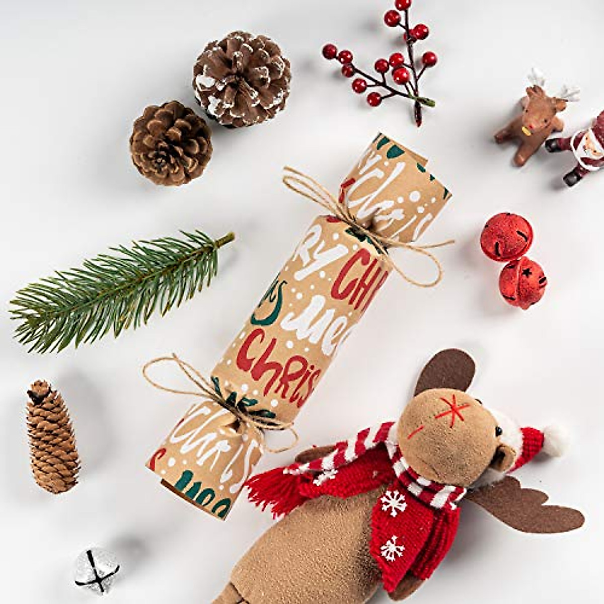 RUSPEPA Christmas Wrapping Paper,Kraft Paper - Marry Christams Design - 24 Inches x 100 Feet - White