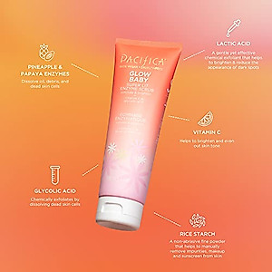 Pacifica Beauty, Glow Baby Super Lit Enzyme Scrub, Face Scrub Exfoliating Face Wash, Vitamin C & Glycolic Acid, Unclog Pores, Brightening, For soft & smooth skin, Microbead Free, Vegan & Cruelty Free