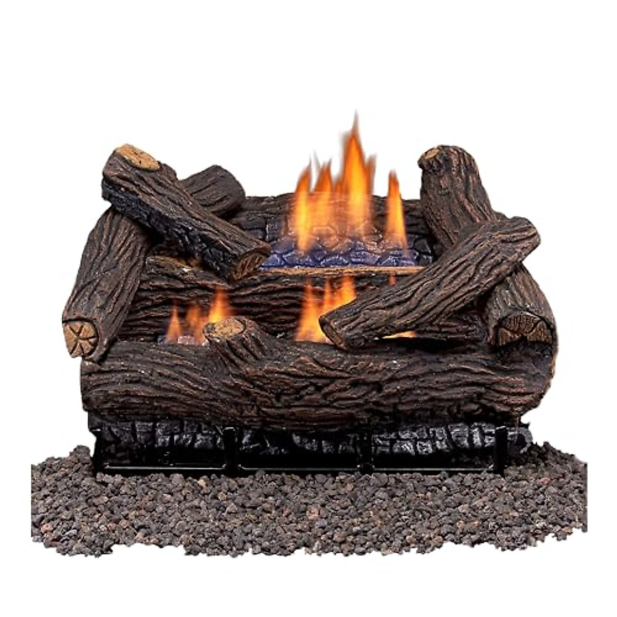 Duluth Forge DLS-18R-2 Dual Fuel Ventless Fireplace Logs Set with Remote Control, Use with Natural Gas or Liquid Propane, 30000 BTU, Heats up to 1000 Sq. Ft, Stacked Red Oak, 18 Inches