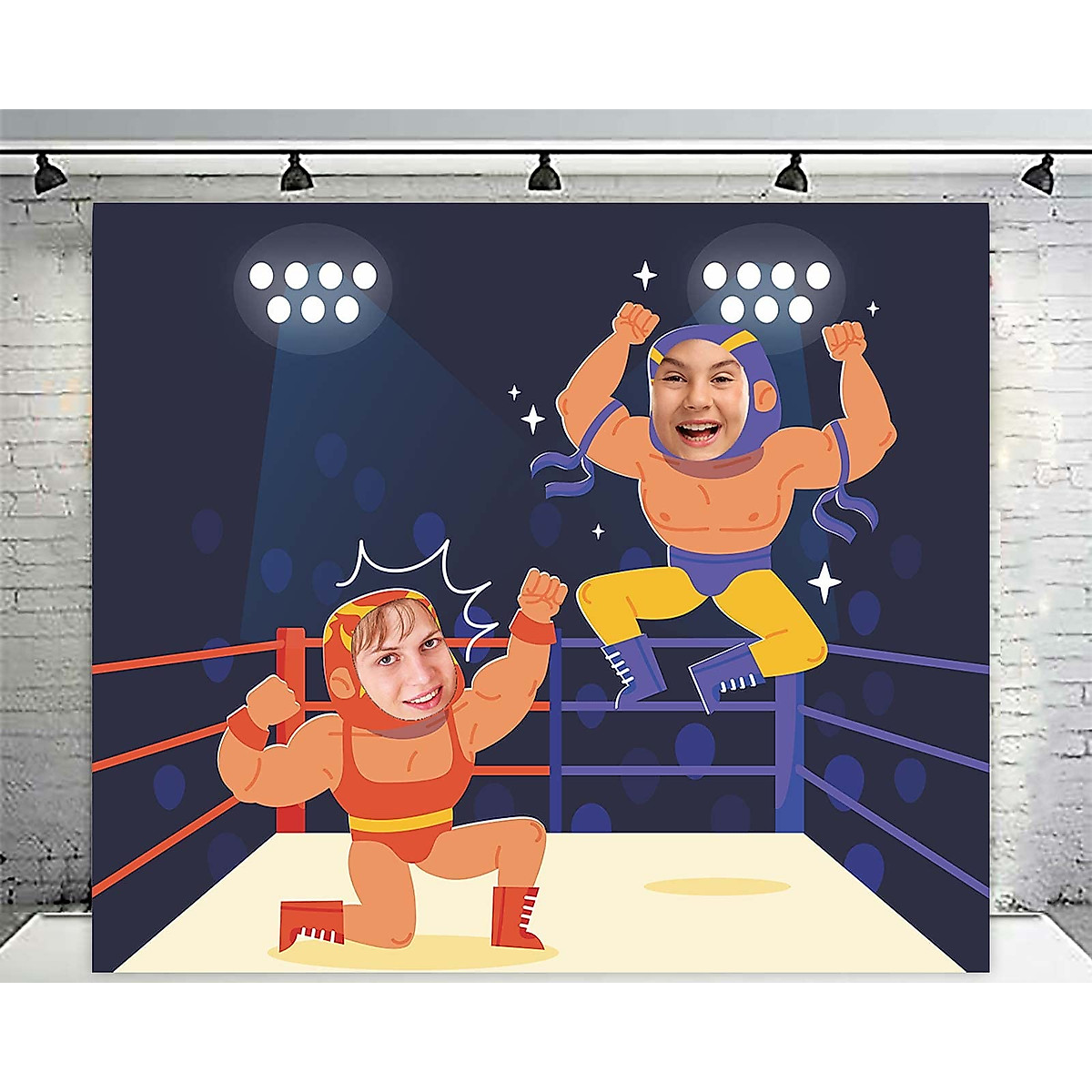 Wrestling Banner Wrestling Matches Pretend Play Party Game Backdrop Large Wrestler Warriors Fighting Face Sports Wrestling Ring Theme Decor Decorations for Boys Men Birthday Party Wrestling Party Supplies