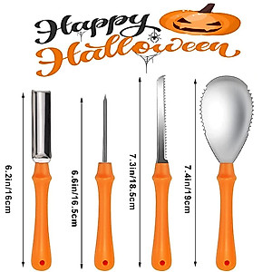 QJIUBA Halloween Pumpkin Carving Kit，Professional Stainless Steel Pumpkin Carving tools，Safe and Easy Bulk Pumpkin Carving Kit for Kids Adults，Family Decorations DIY Carving Gift（10PACS