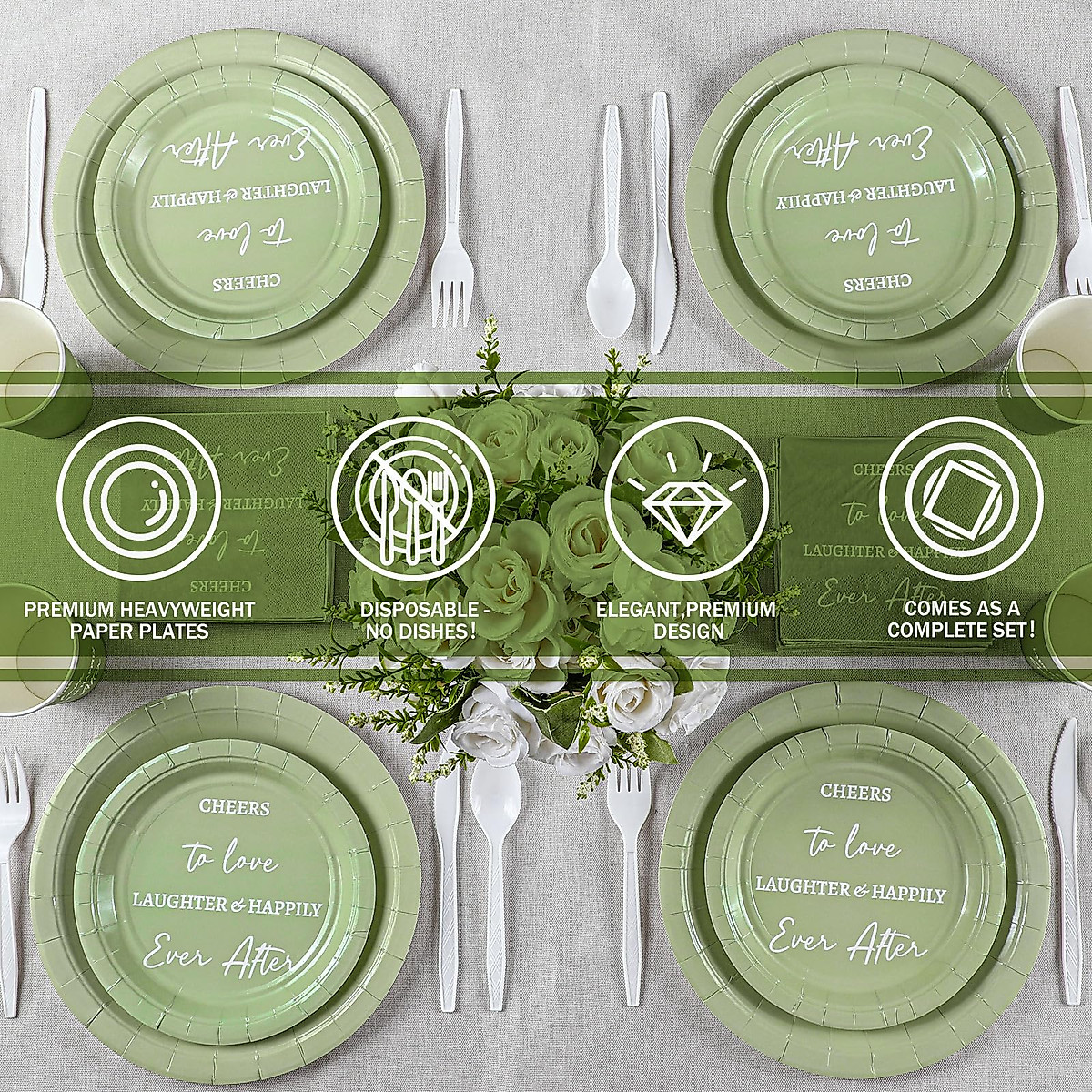 Colarr 250 Pcs Bridal Shower Plates and Napkins and Cup Sets Bridal Shower Party Supplies Paper Plates Napkins Disposable Party Tableware Set for Wedding Engagement Bachelorette Party(Vivid Style)