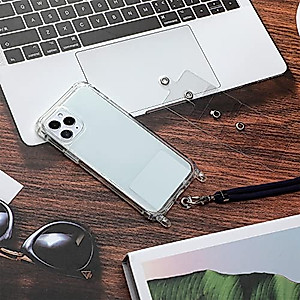 8 Pieces Phone Lanyard Patch Universal Phone Tether Plastic Phone Tether Tab Phone Case Lanyard with Metal Ring Compatible Cellphone Pad for Cellphones Safety Drop Protection (Transparent)