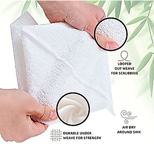 belhope Bamboo Kitchen Dish Cloths, Absorbent Quick Drying Reusable Cleaning Cloths, 9.8 x 9.8 Inches, 6-Pack, White