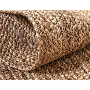 The Knitted Co. 100% Jute Area Rug 10x14 Feet Rectangle- Braided Design Hand Woven Natural Carpet - Home Decor for Living Room Hallways Bedroom (Natural, 10'x14')