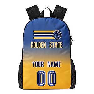 Golden State Custom Backpack High Capacity,Add Personalized Name And Number, Backpack for Men Women,Basketball Bags for Teenagers