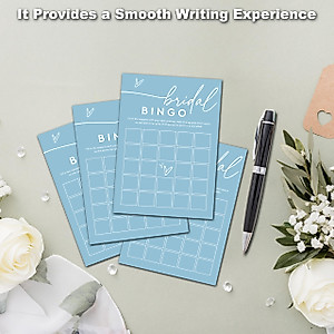 Cazhes Minimalist Bridal Shower Games, 30 Light Blue Bridal Bingo Game Cards, Wedding Bachelorette Engagement Party Decorations Supplies - A15