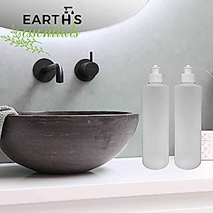 2 Pack Refillable 16 Ounce HDPE Squeeze Bottles With Push/Pull Button Top Dispenser Caps-Great For Lotions, Shampoos, Conditioners and Massage Oils From Earth's Essentials (White Cap)