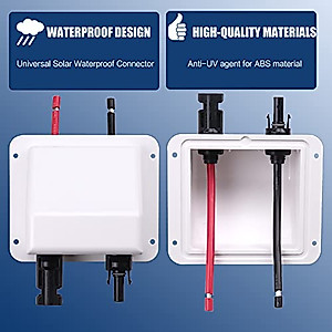 VOZINMOST 0.33ft 10 AWG Soft Copper Cable ABS Double Cable Entry Housing,UV Resistance Weatherproof Double Cable Entry Gland for Solar Project on Rv, Boat,Camper,Van