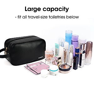 Narwey Vegan Leather Travel Toiletry Bag for Women Traveling Dopp Kit Men Toiletries Bag Cosmetic Makeup Bag Medicine Bag for Traveling (P-Black)