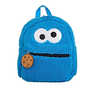 Sesame Street Toddler Cookie Monster Backpack, Back to School Bookbag for Toddler, Plush Zippered Bag