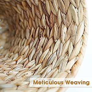 MANTEIV Waste Basket Woven - Water Hyacinth Storage Rustic Boho Decor Basket - Home Office Paper Wastebasket Garbage Container Bin for Living Room Bedroom Bathroom Kitchen Set