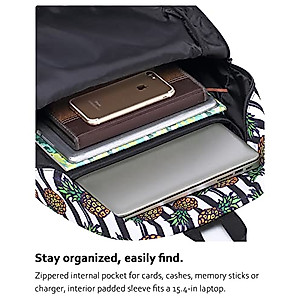 HotStyle TRENDYMAX Backpack for School Girls & Boys, Durable and Cute Bookbag with 7 Roomy Pockets, Pineapple&Stripe